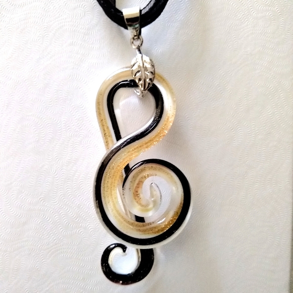 Jewelry | Handblown Murano Style Glass Treble Clef Necklace | Poshmark